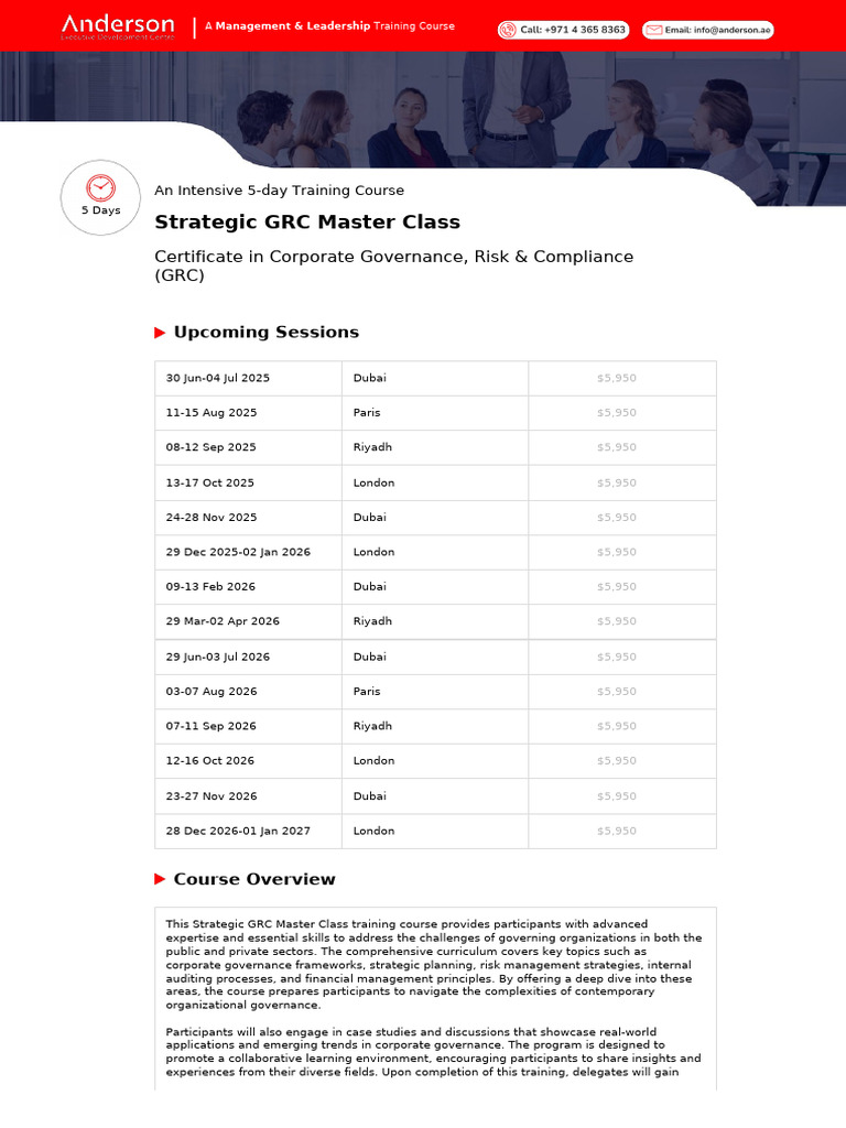 Anderson Strategic GRC Master Class 77333 | PDF | Governance ...