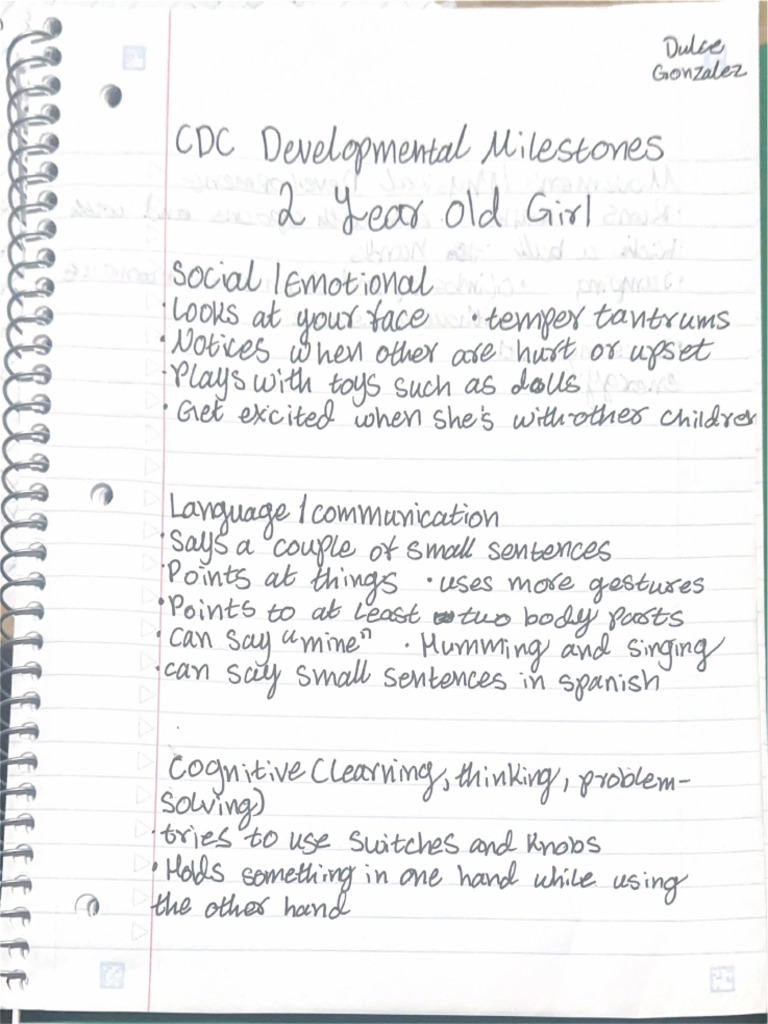 CDC Developmental Milestones | PDF