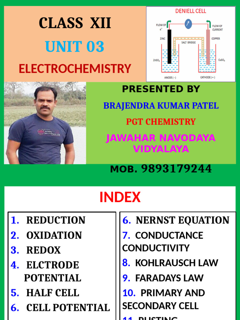 Unit 03 Electrochemistry | PDF | Redox | Electrochemistry