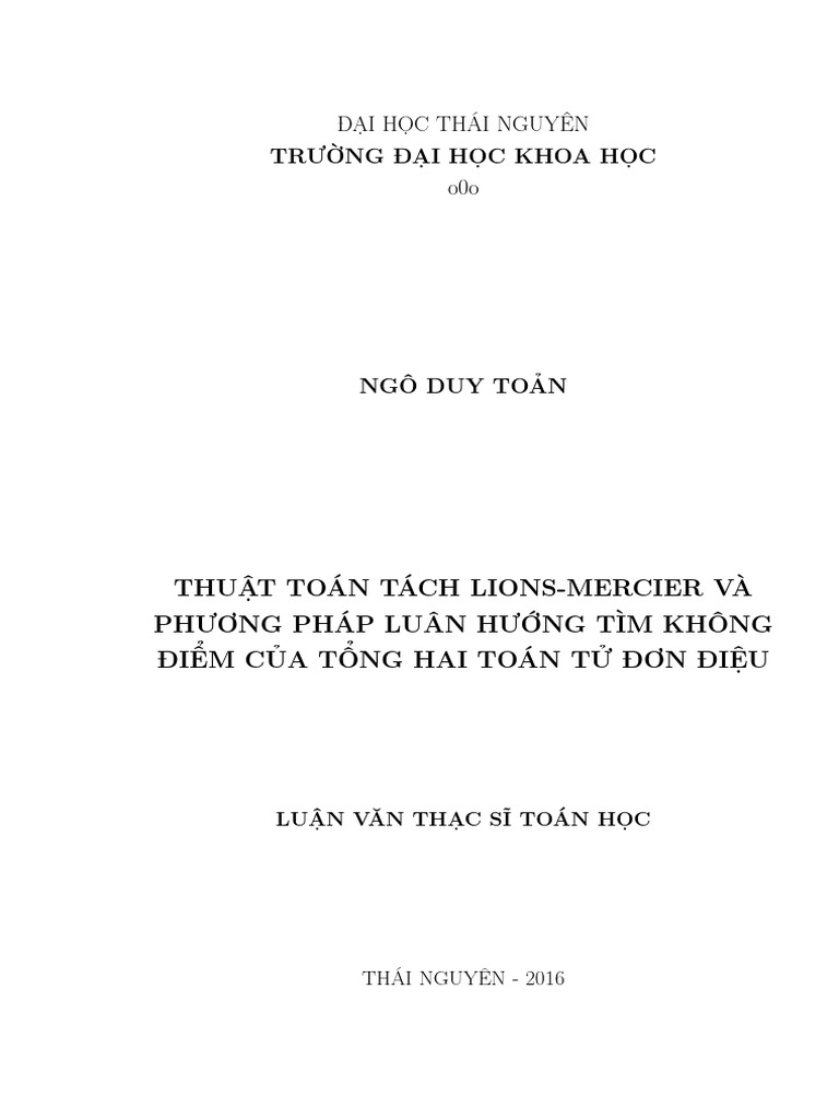 Luận Văn Thuật Toán Tách Lions Mercier Và Phương Pháp Luân Hướng Tìm ...