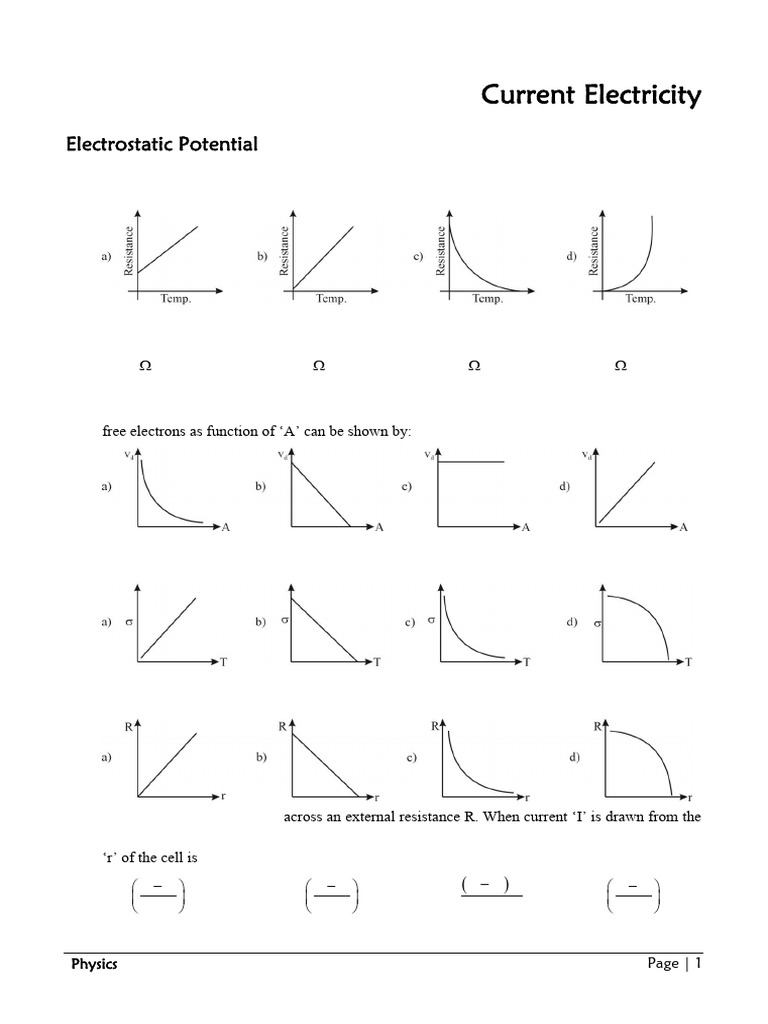 3 Current Electricity MCQs Physics | PDF | Electric Current ...