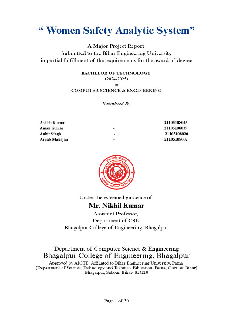 Women Safety Analytic System Project Report | PDF | Closed Circuit ...