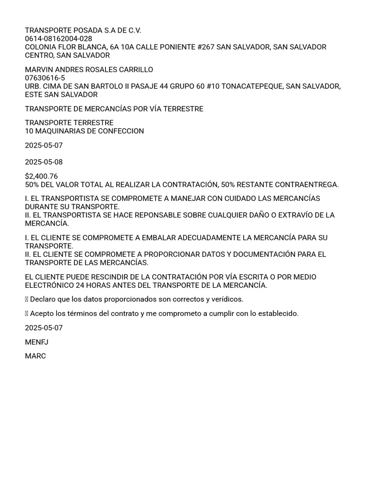 Documento de Transporte | PDF