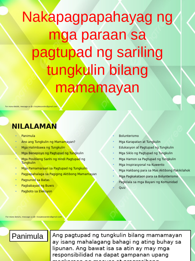 GMRC 7 Q1 7A Nakapagpapahayag NG Mga Paraan Sa Pagtupad NG Sariling Tungkulin Bilang Mamamayan | PDF