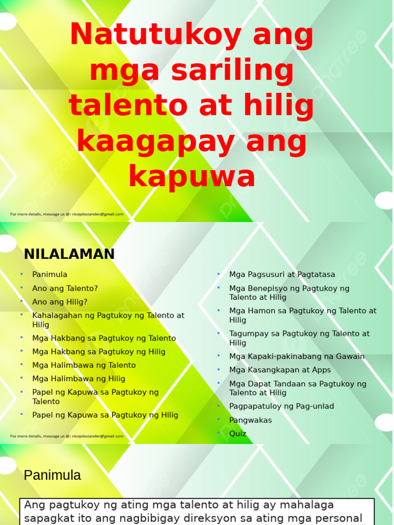 GMRC 7 Q3 1A Natutukoy Ang Mga Sariling Talento at Hilig Kaagapay Ang ...