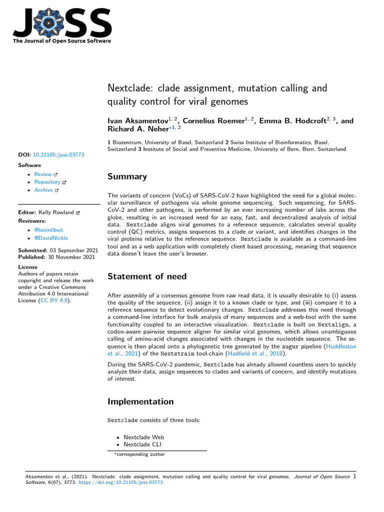 NEXTCLADE | PDF | Sequence Alignment | Dna Sequencing