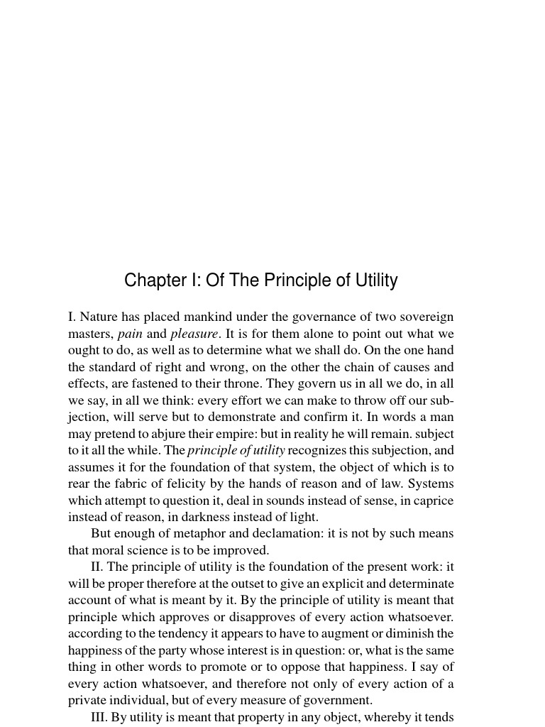 Chapter I: of The Principle of Utility | PDF | Reason | Happiness