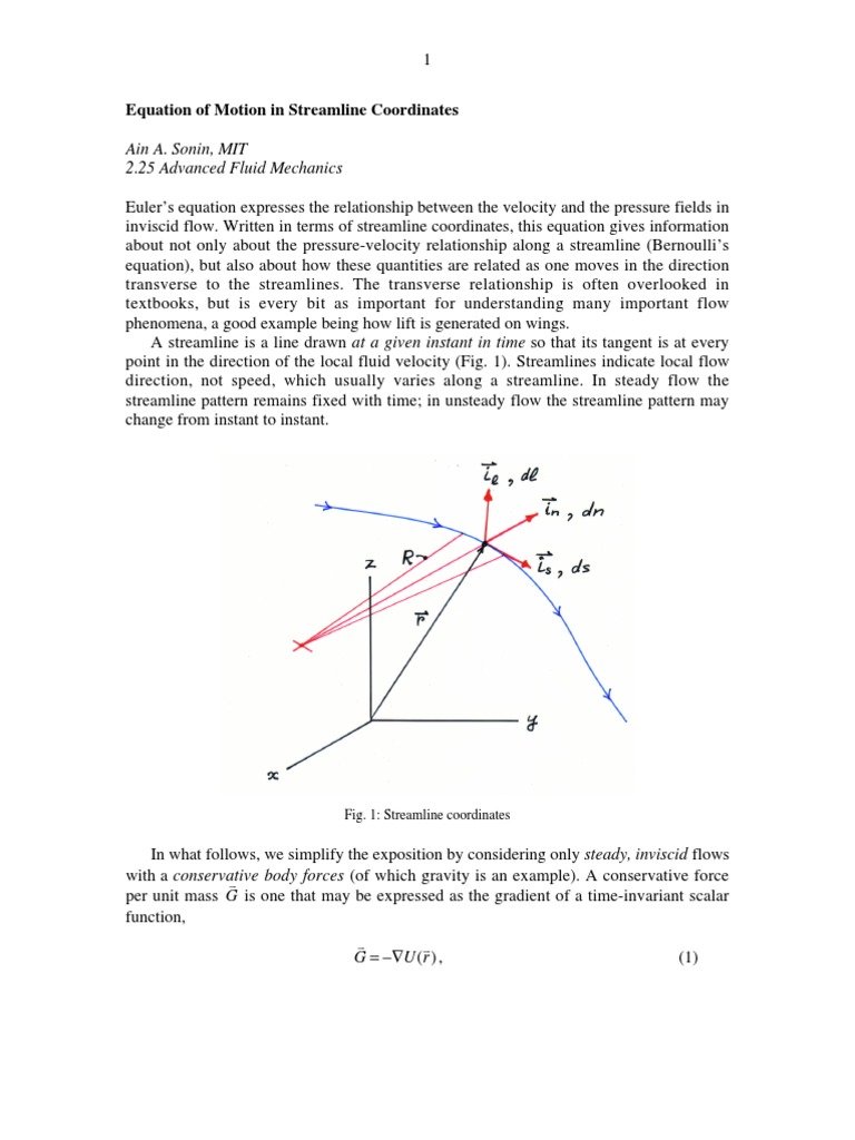 Streamline Coordinates in Fluid Mechanics | PDF | Curvature | Fluid ...