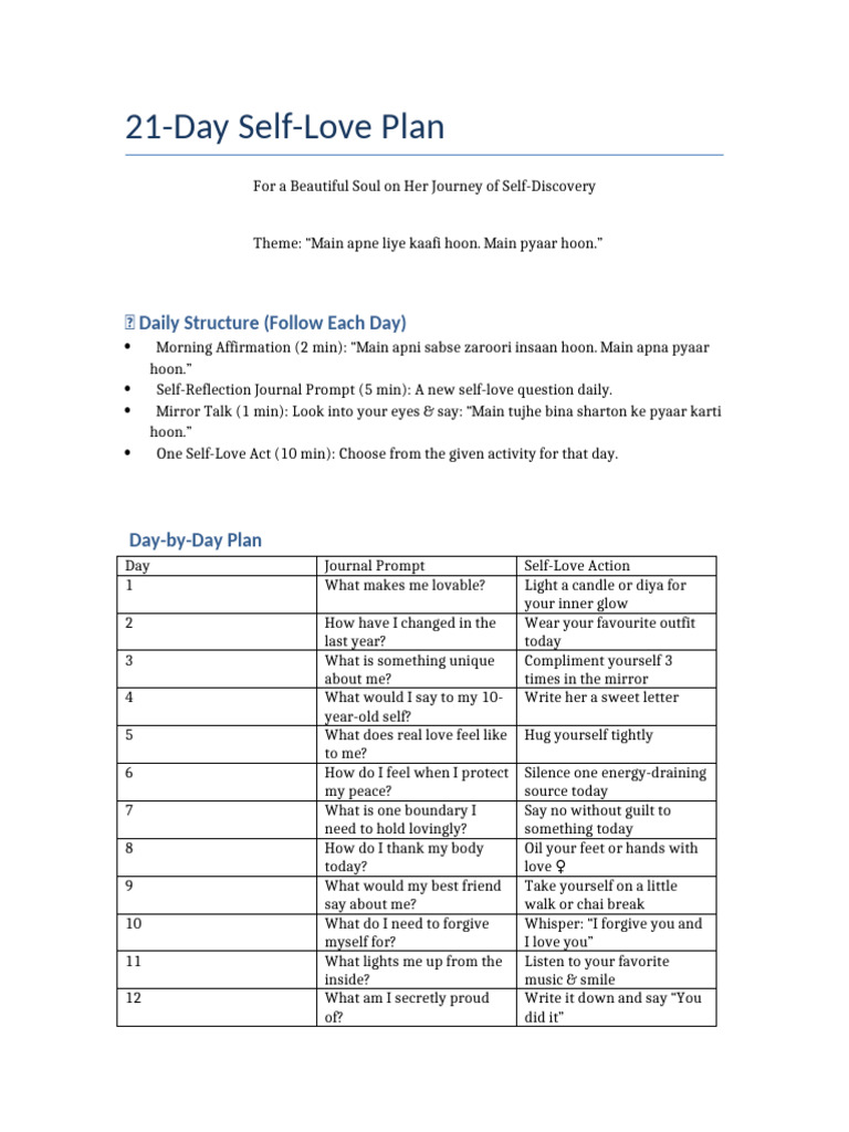 21-Day Self-Love Challenge Guide | PDF