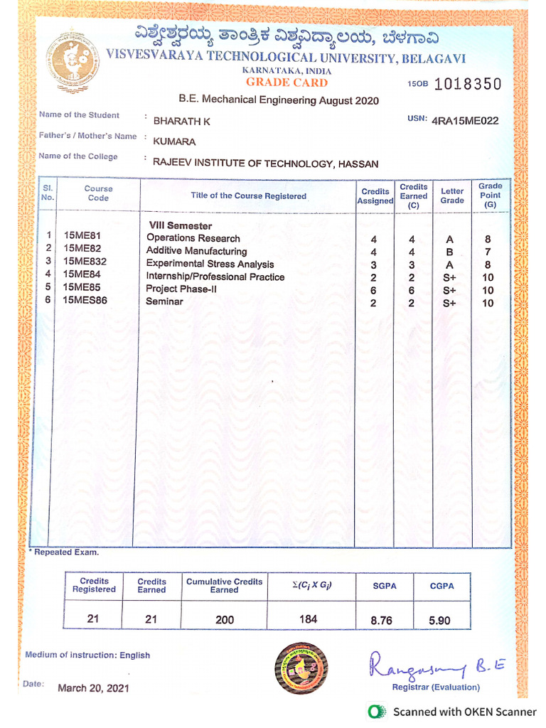 Degree Mark Sheet-1 | PDF