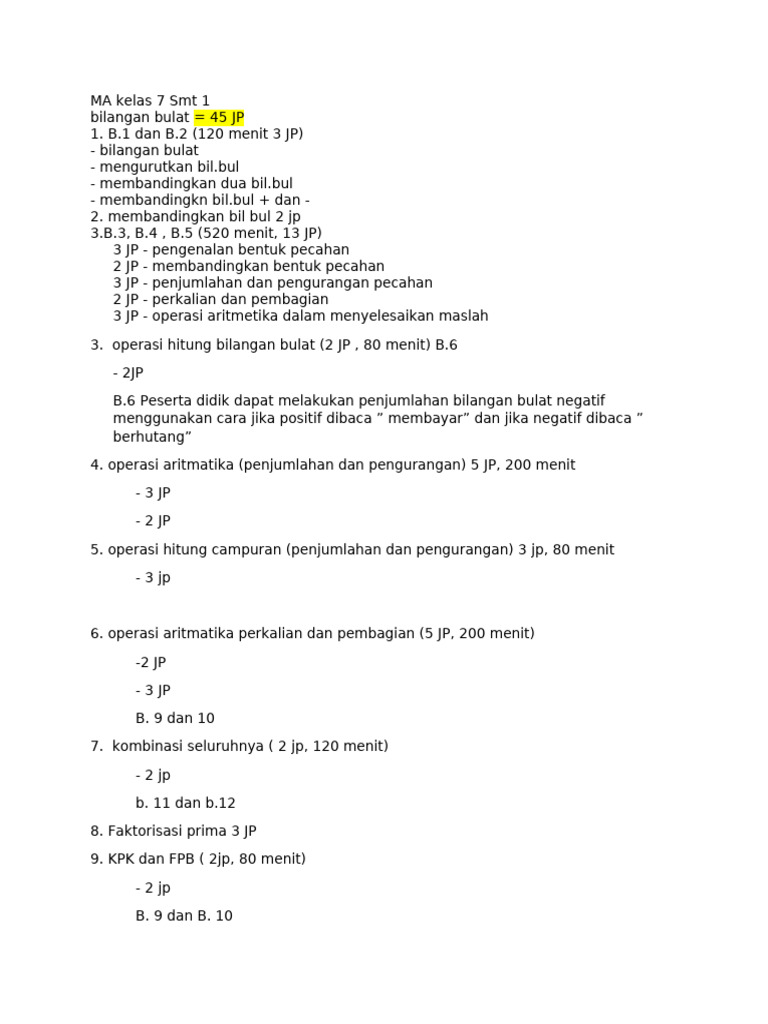 Alur MA Kelas 8 SMT 1 | PDF