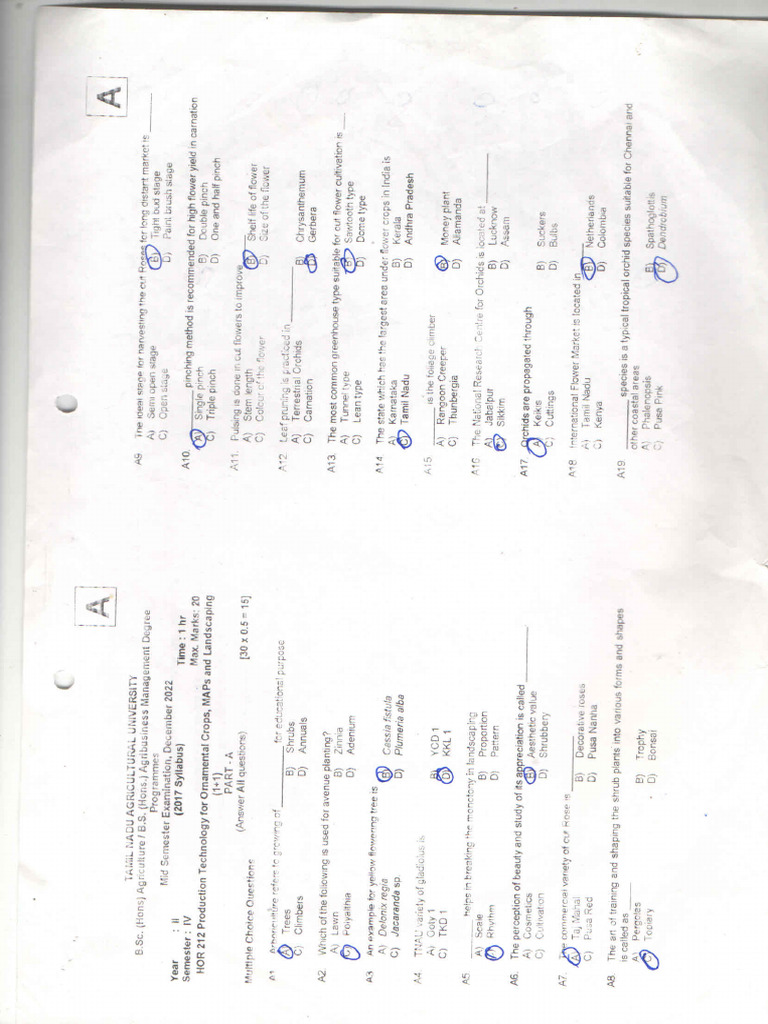 HOR 212 Previeous Year Questions | PDF