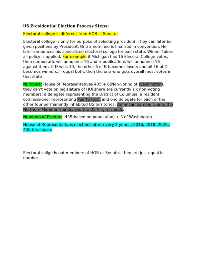 US Presedential Election Process Steps | PDF | Vice President Of The ...