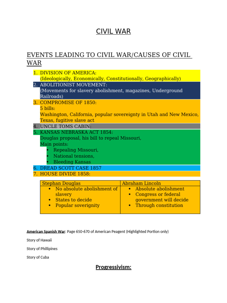 CIVIL WAR and Progressivism | PDF | Progressivism In The United States ...