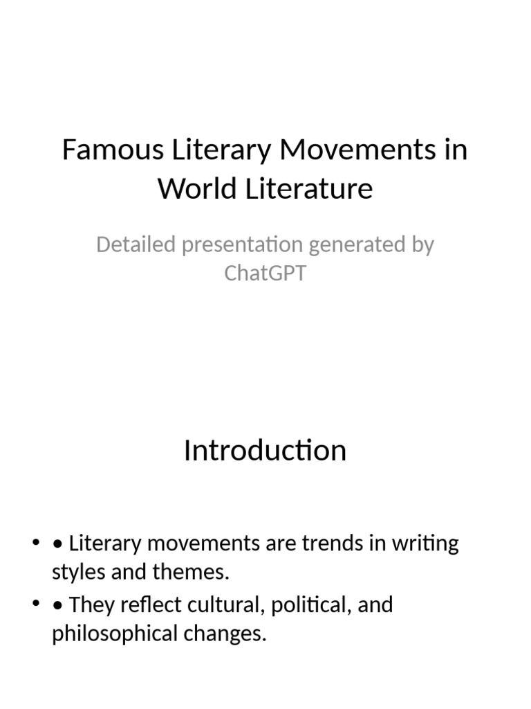 Famous Literary Movements in World Literature Detailed | PDF