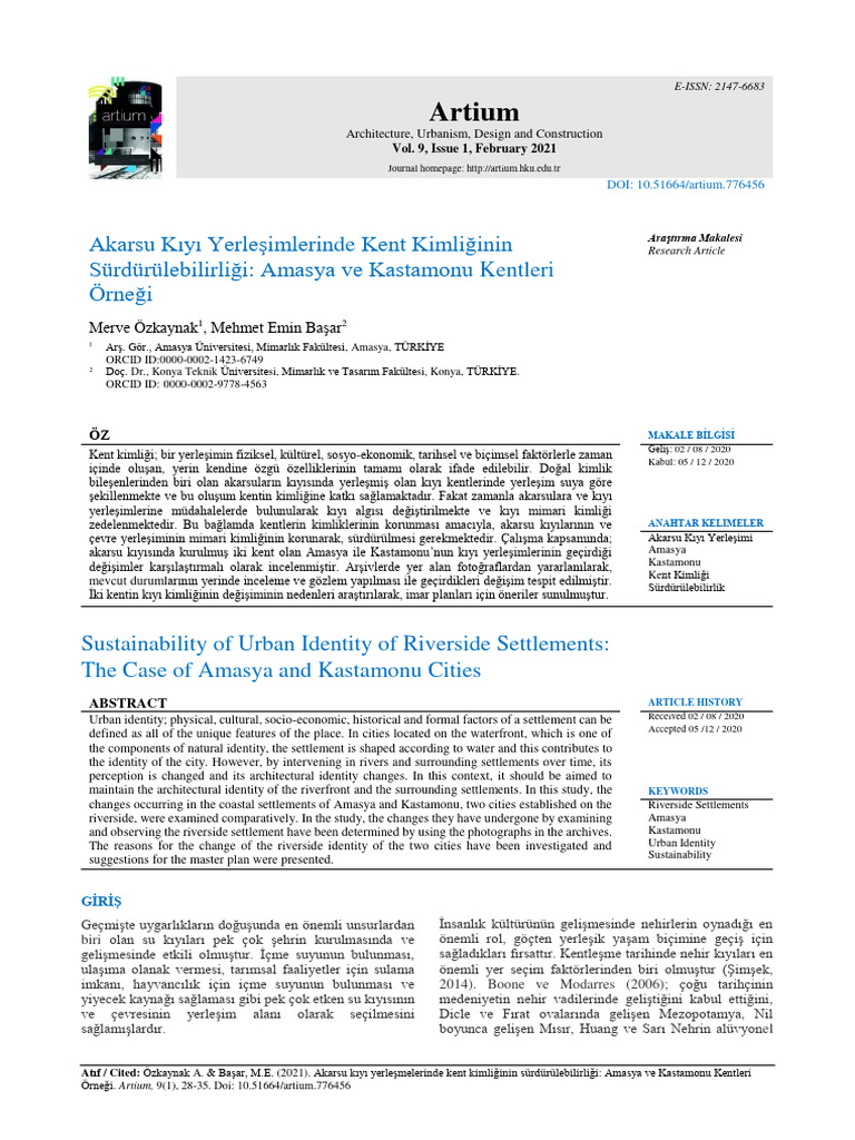 Akarsu Kiyi Yerlesimlerinde Kent Kimliginin 1r6bzm6pu0 | PDF
