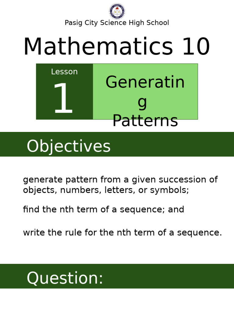 L1 Generating Patterns | PDF