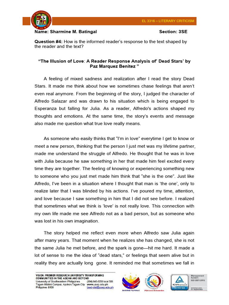 Batingal-Reader Response Analysis | PDF | Feeling | Thought