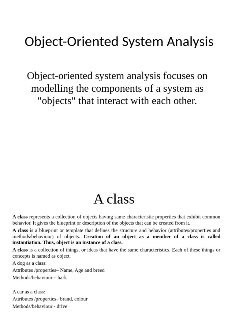 Object-Oriented System Analysis | PDF | Class (Computer Programming) | Inheritance (Object ...