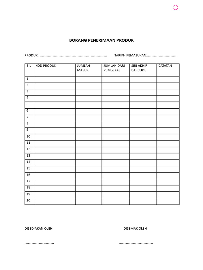 Borang Penerimaan Produk | PDF