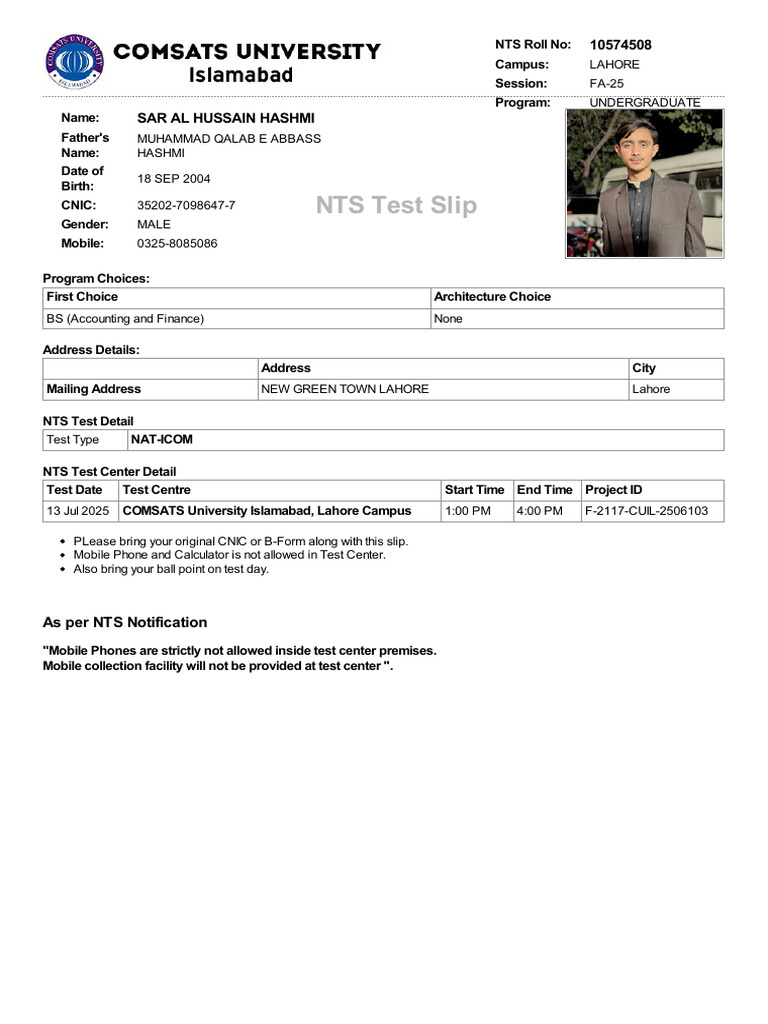 Nts Slip | PDF
