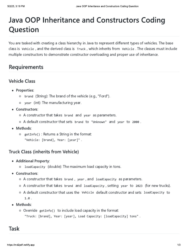 Java OOP Inheritance and Constructors Coding Question | PDF