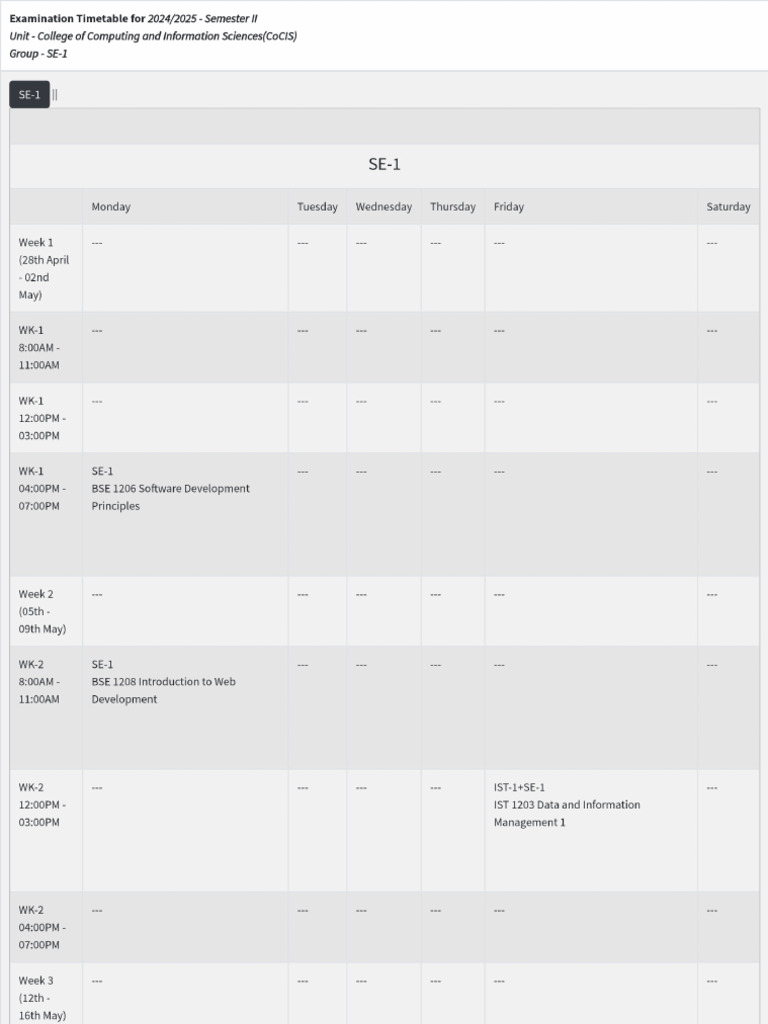 Sem 2 Timetable | PDF