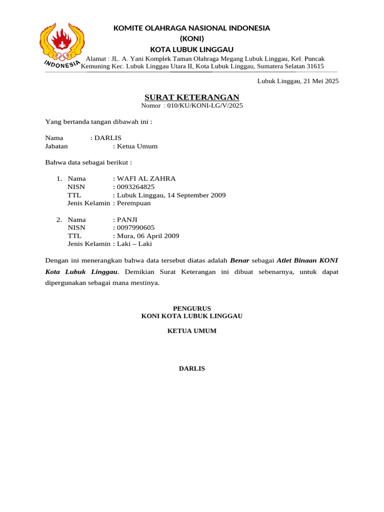 Surat Keterangan | PDF