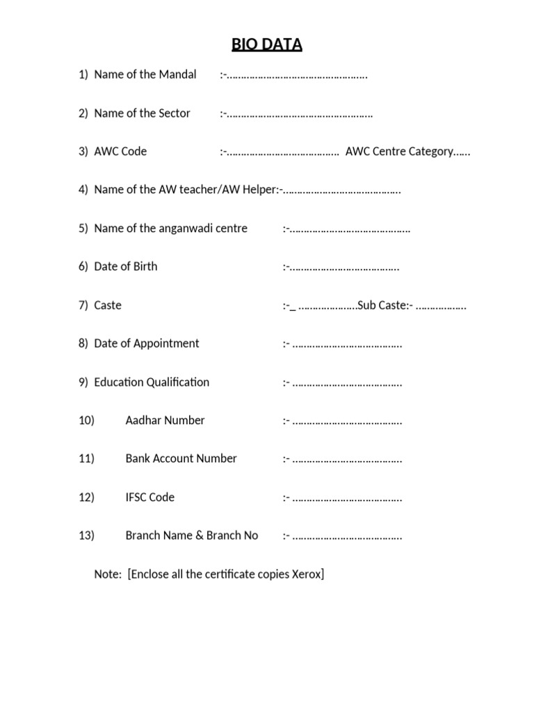 Bio Data | PDF