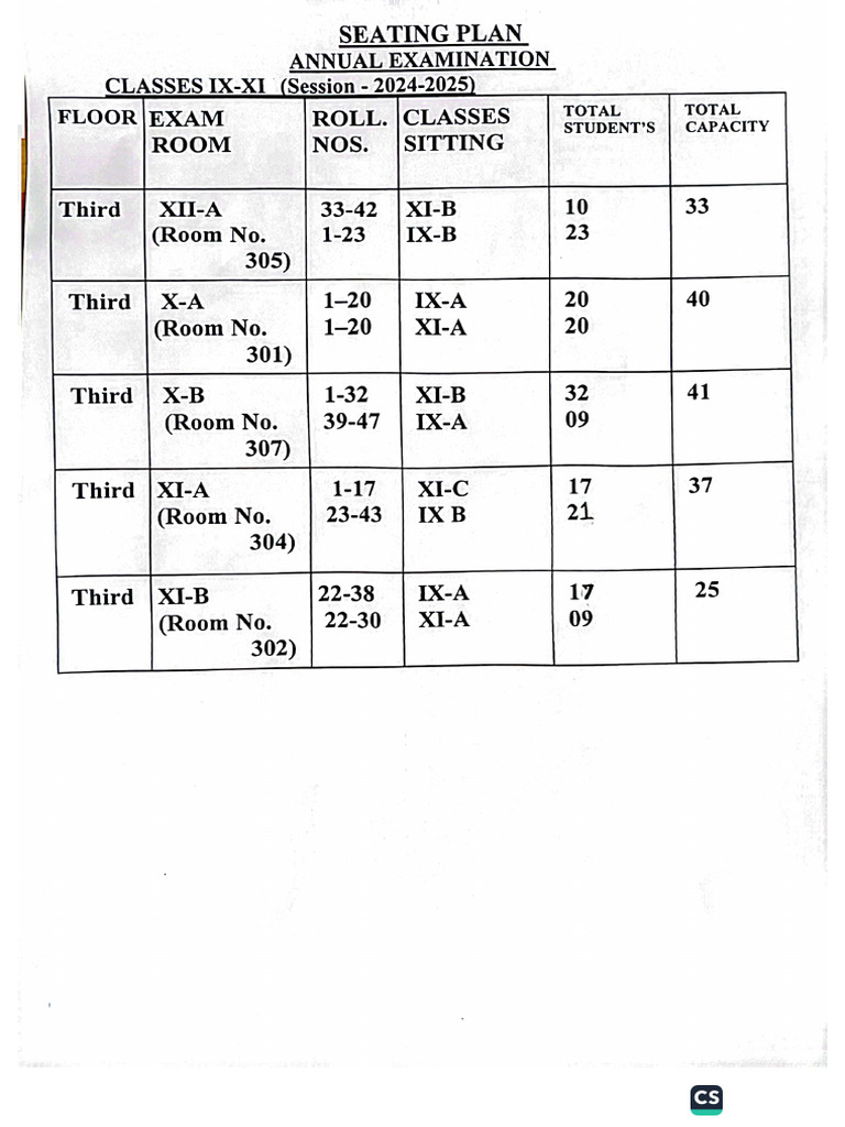 Seating Plan Ix & Xi | PDF