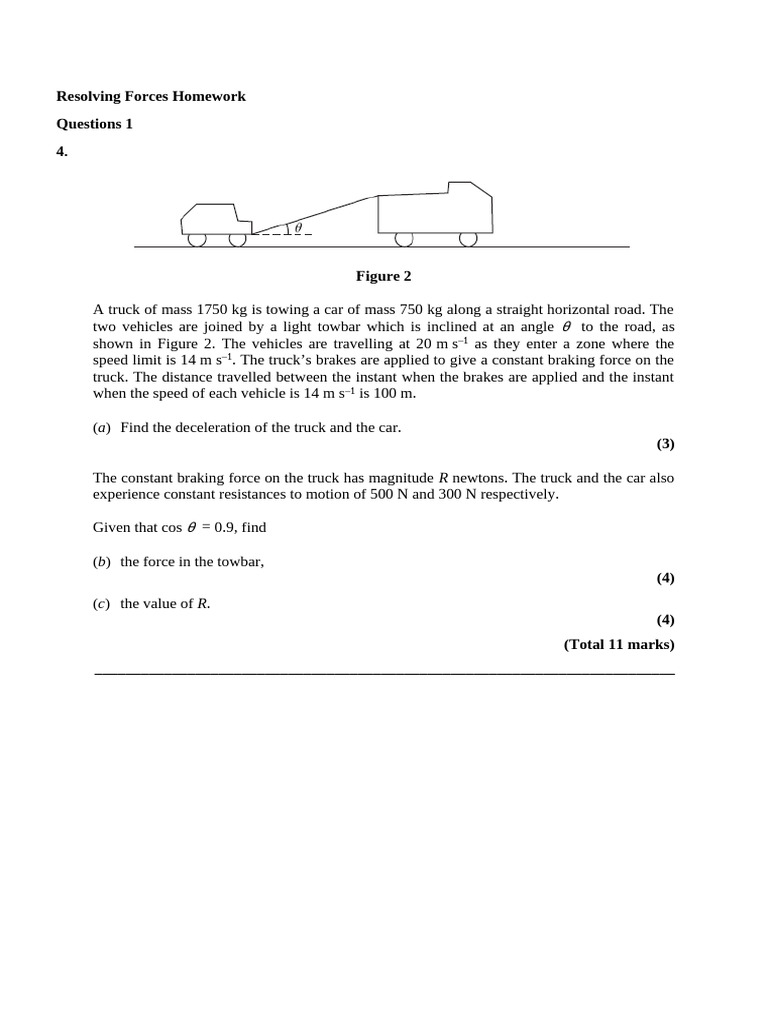 Resolving Forces Homework - A-Level Work | PDF | Force | Friction