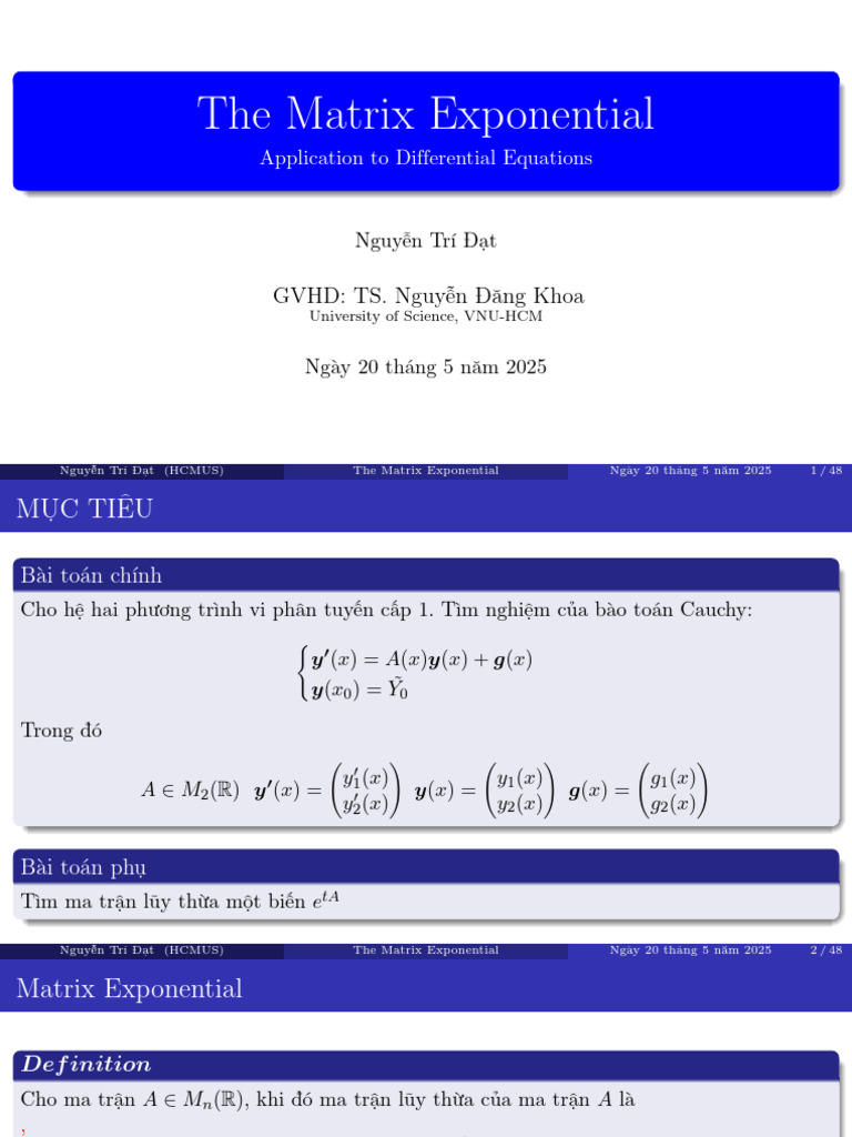 The Matrix Exponential - Des | PDF