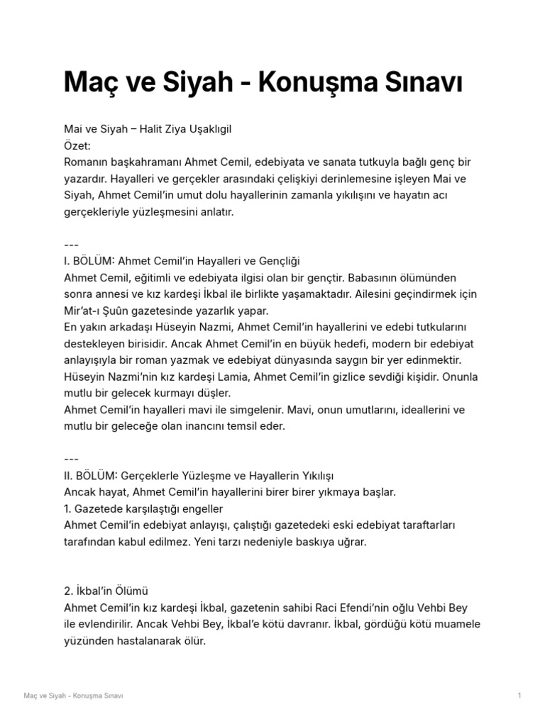 Ma Ve Siyah - Konuma Snav | PDF