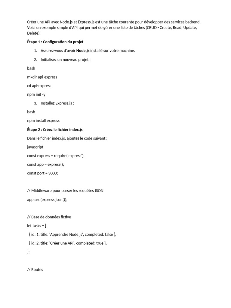Créer Une API Avec Node Express JS | PDF | MySQL | SQL