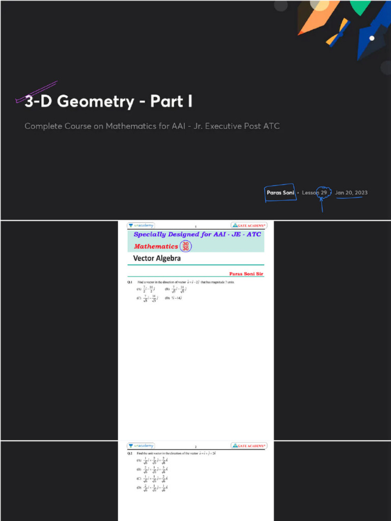 3-D Geometry - Part I With Anno 1676641667121 | PDF