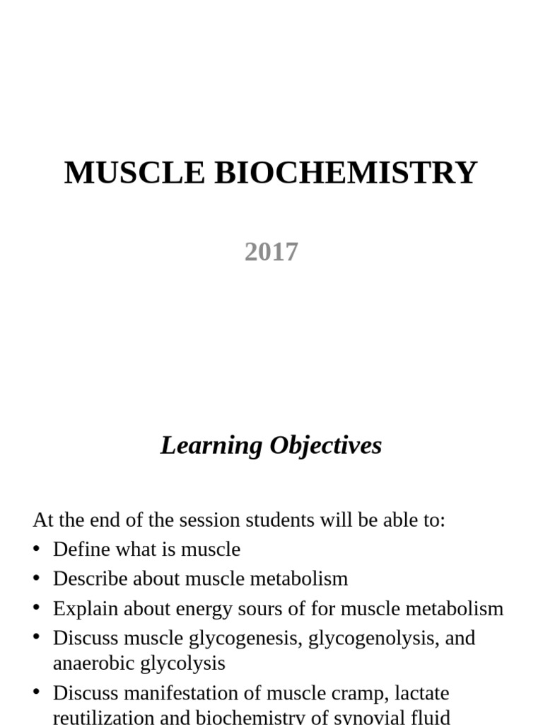 Muscle Biochemistry and Metabolism | PDF | Diet & Nutrition | Chemistry