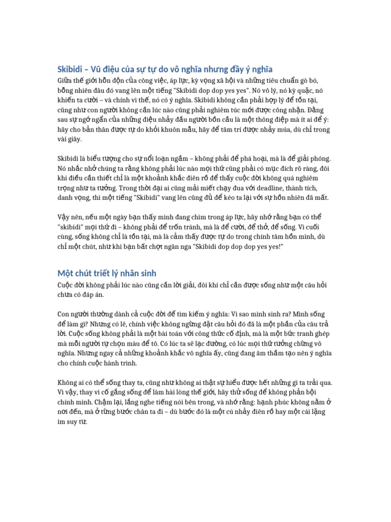 Skibidi Y Nghia Triet Ly | PDF