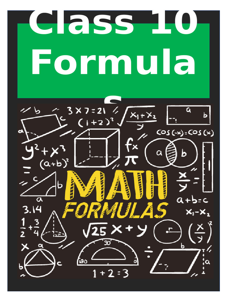 Class 10th Maths Formula Booklet | PDF
