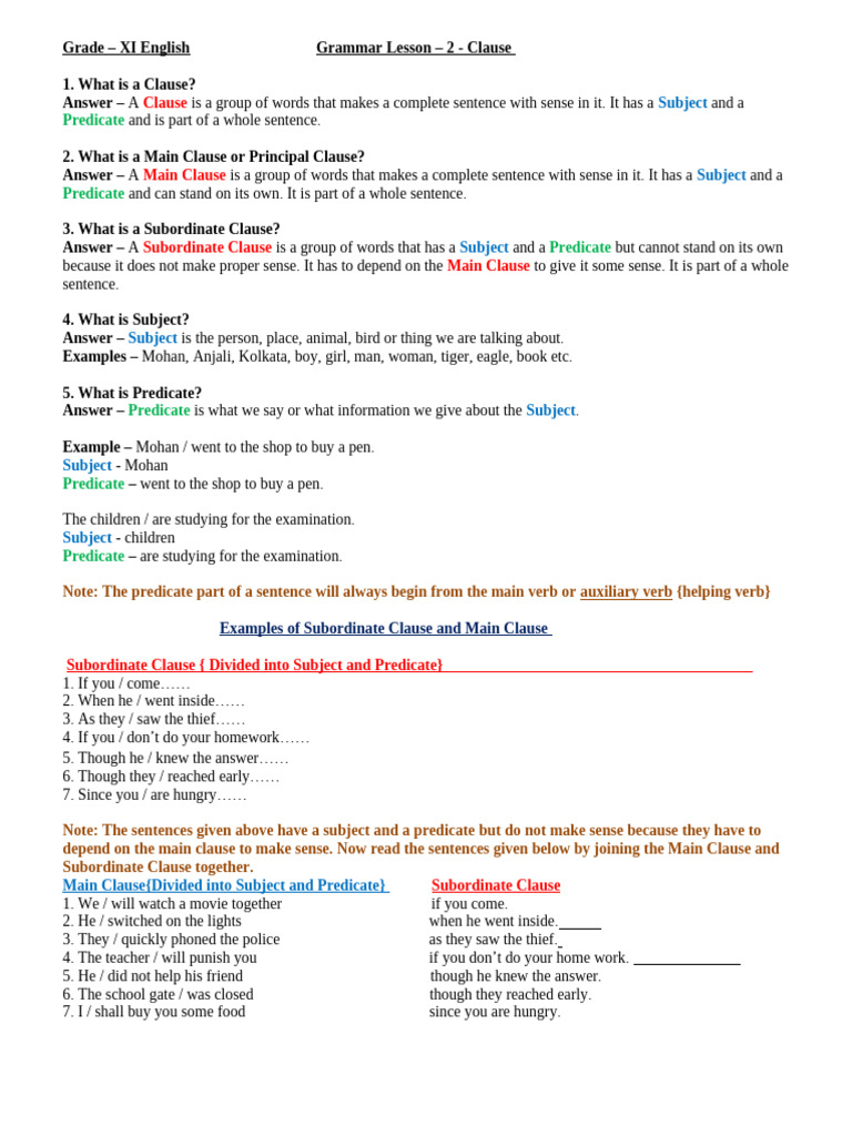 Understanding Clauses and Sentence Reordering | PDF | Clause | Subject ...