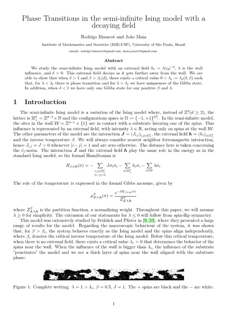Phase Transitions in The Semi-Infinite Ising Model With A Decaying ...