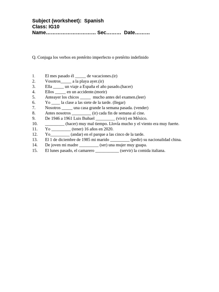 Indefinido Vs Imperfecto-3 | PDF