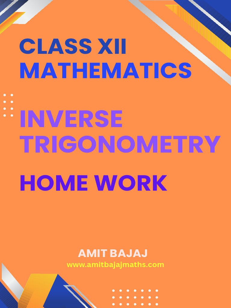 Homework (Inverse Trigonometry) - 1 | PDF