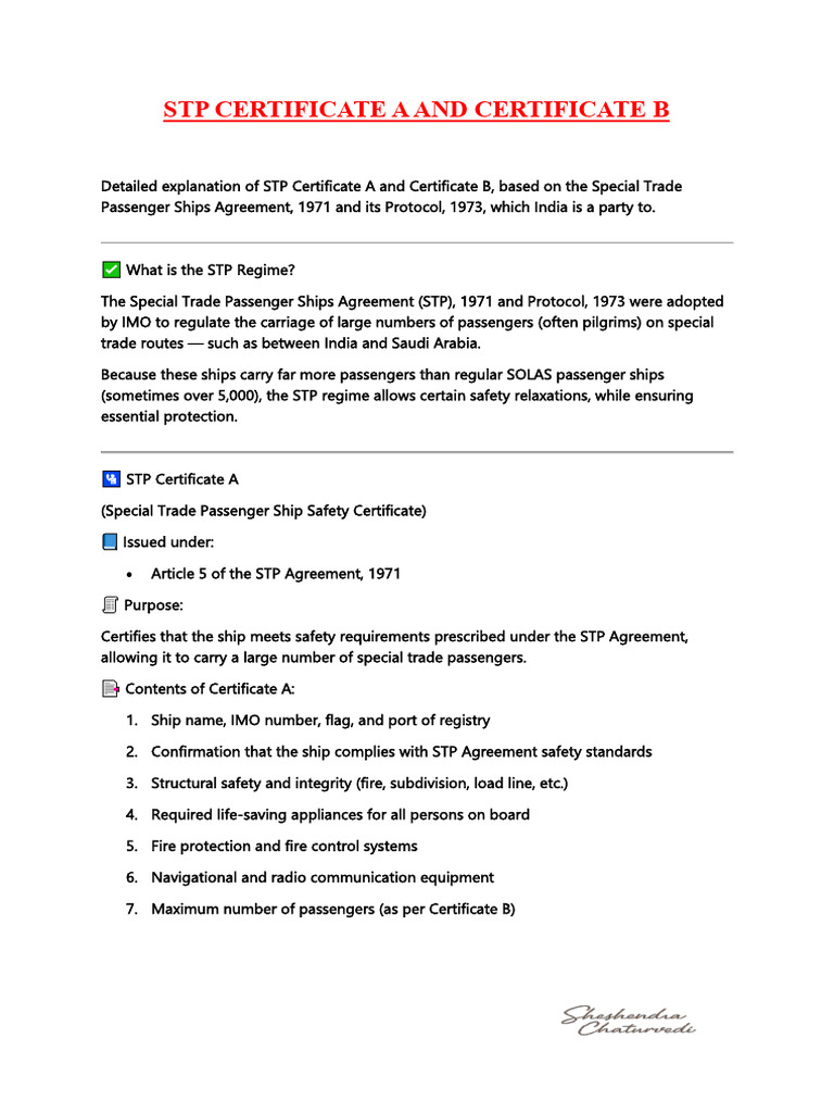 STP Certificate A and Certificate B | PDF | Water Transport | Shipping