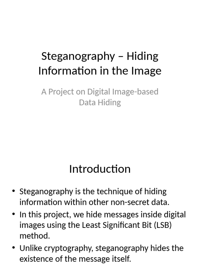 Steganography Hiding Information in the Image | PDF