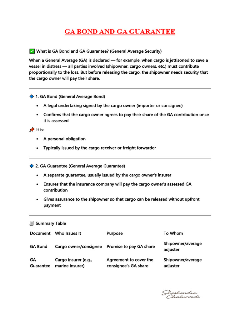 GA Bond and Guarantee Explained | PDF