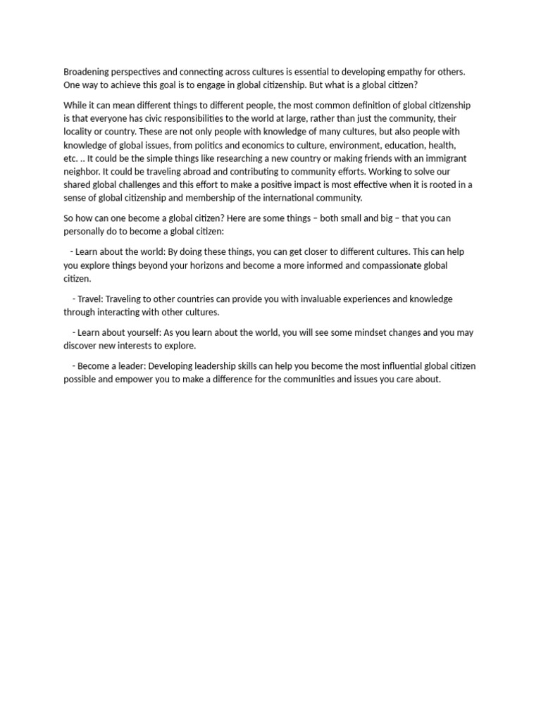 Becoming a Global Citizen: Key Steps | PDF