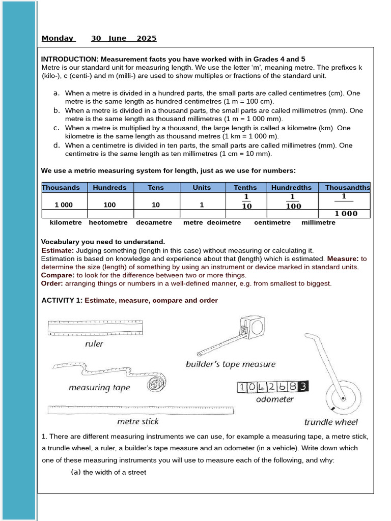 Understanding Length Measurements | PDF | Length | Metre