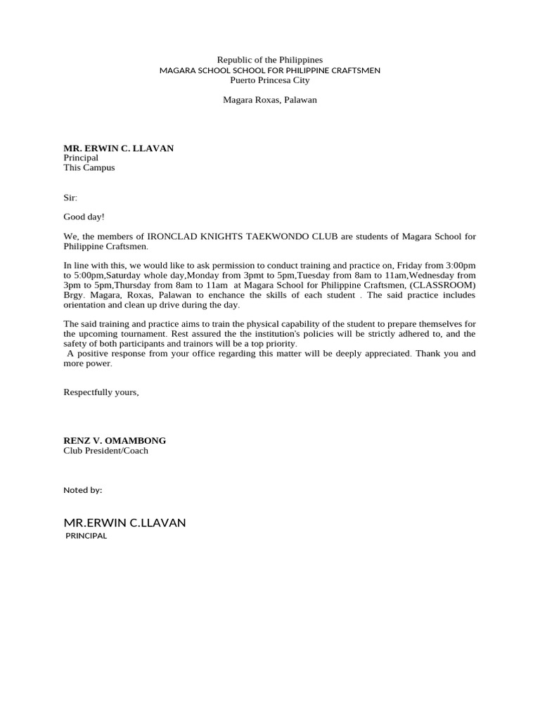 Request Letter For Practice | PDF