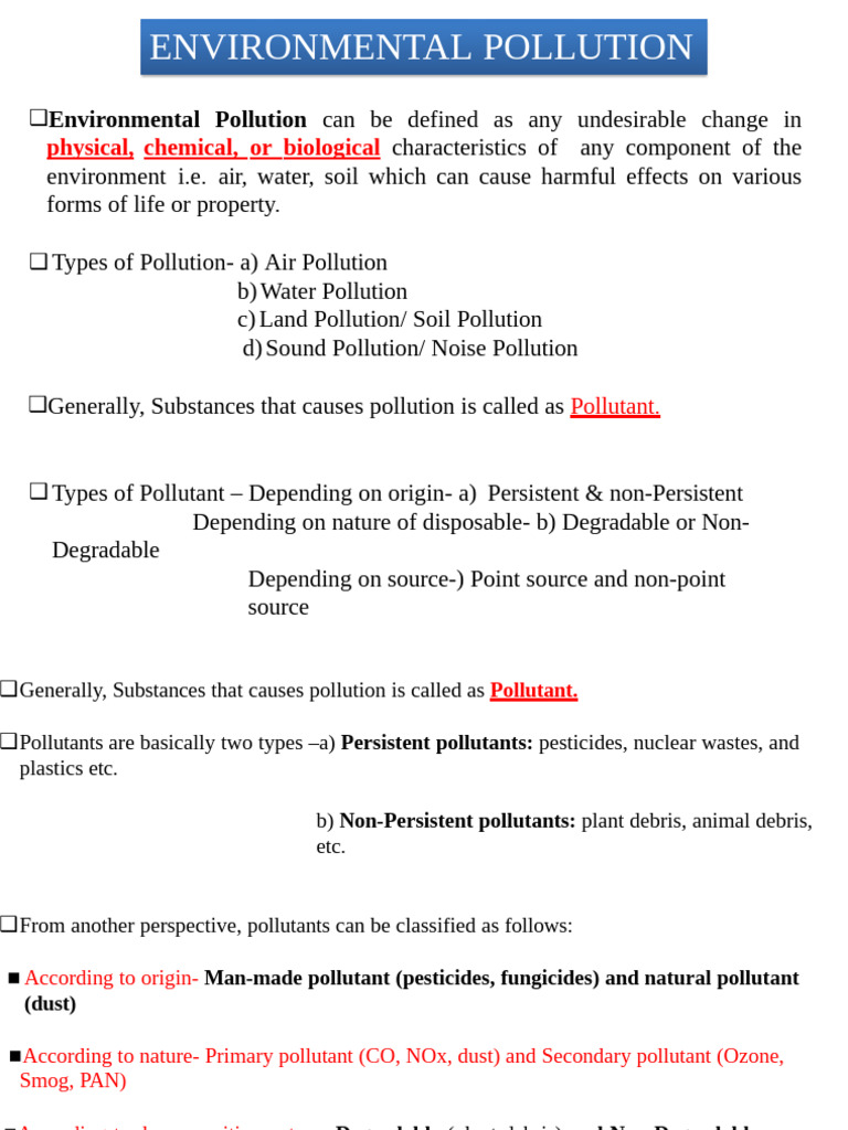 Environmental Pollution | PDF | Pollution | Water Pollution