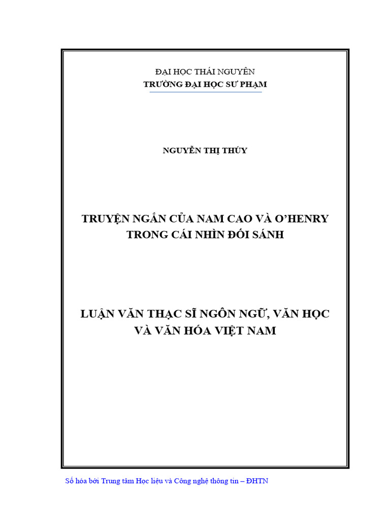 Luận Văn Truyện Ngắn Của Nam Cao Và o'Henry Trong Cái Nhìn Đối Sánh | PDF